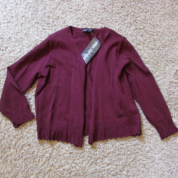 Nina Leonard | Sweaters | Nwt Nina Leonard Large Deep Wine Red Open ...